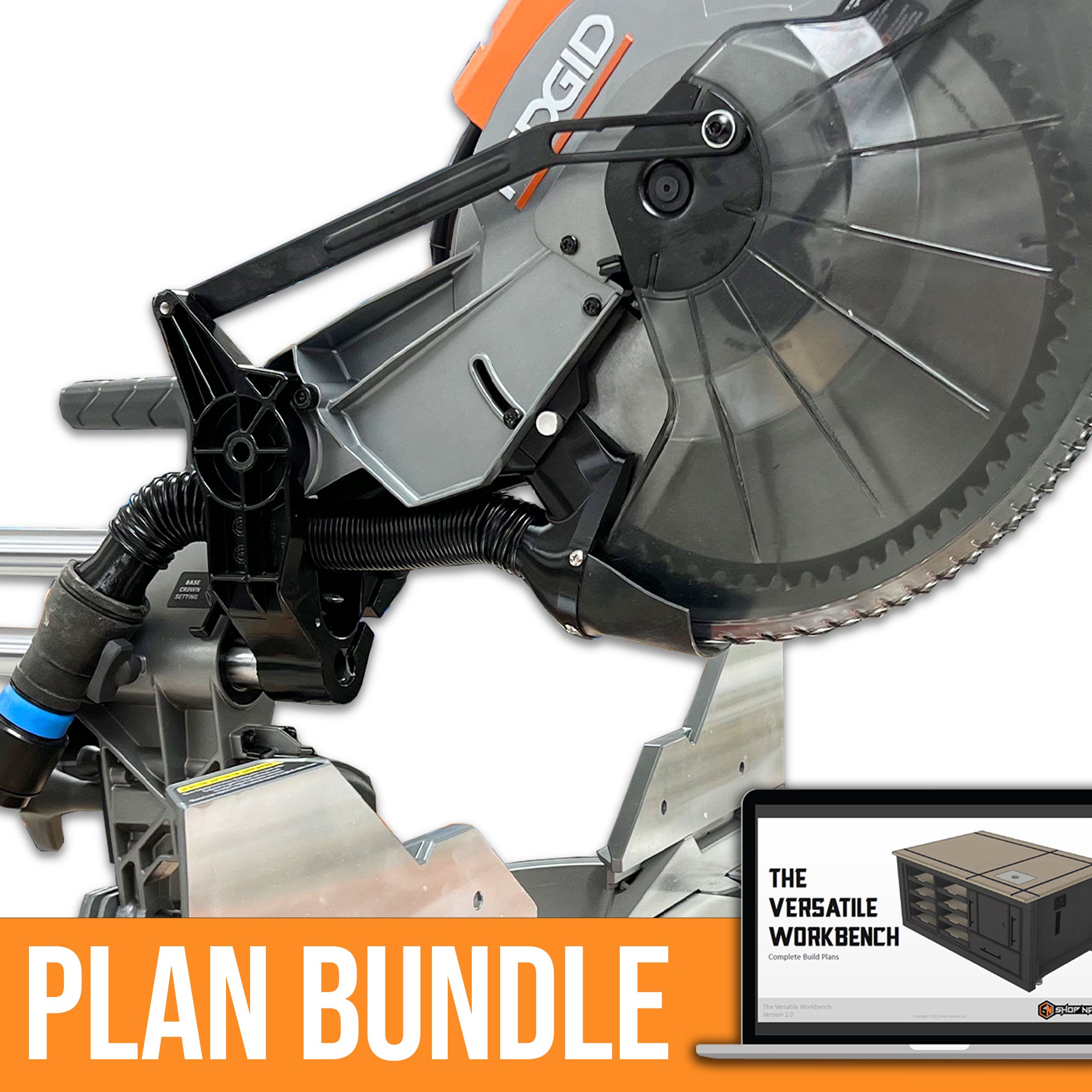 Dust Collection Chute & Plan Bundle for Ridgid 12" Sliding Miter Saw