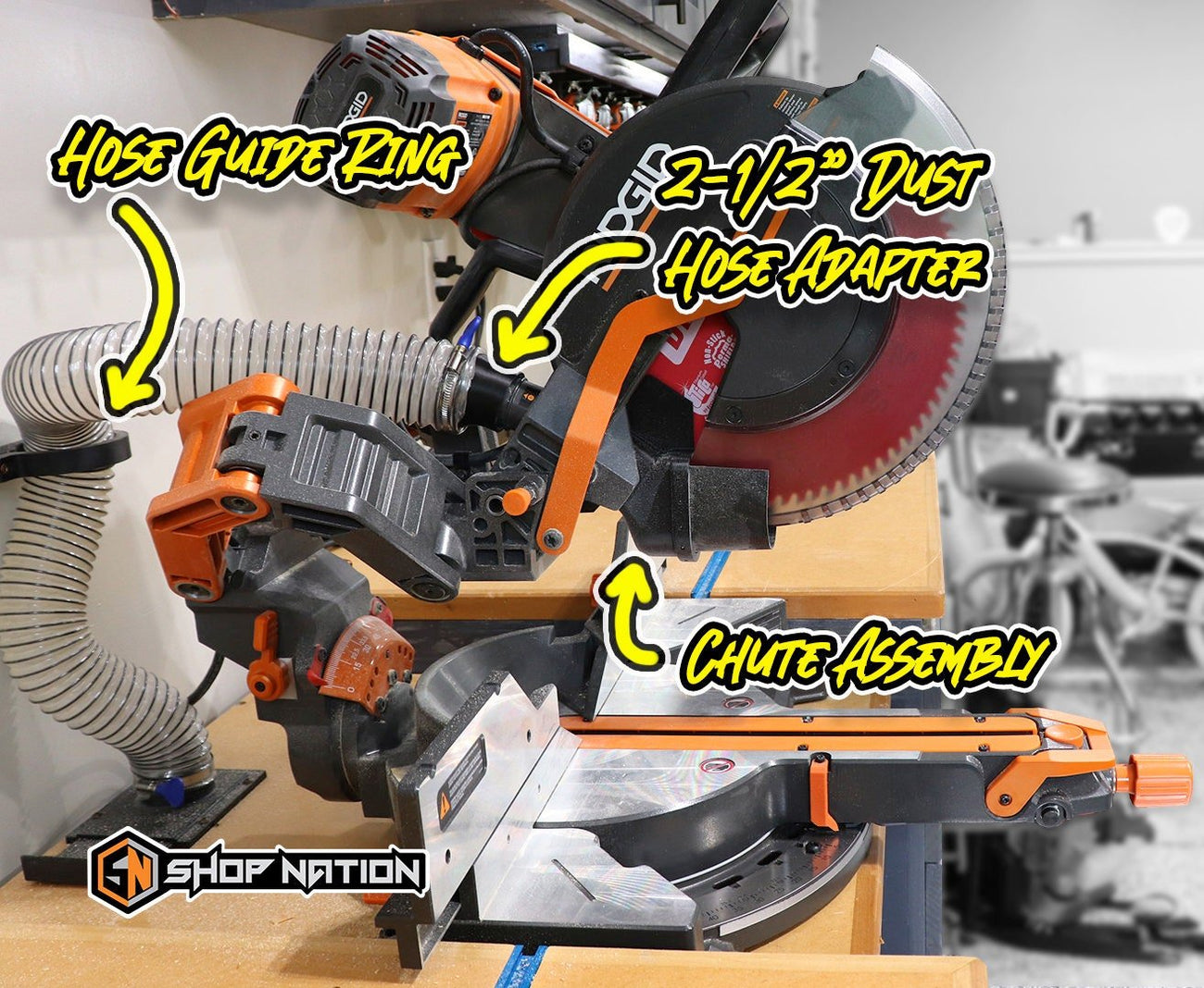 Dust Collection Chute for Ridgid Dual Bevel Miter Saw
