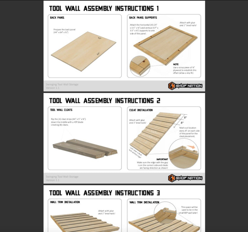 Swinging Tool Wall Storage Woodworking Plans - Digital Download