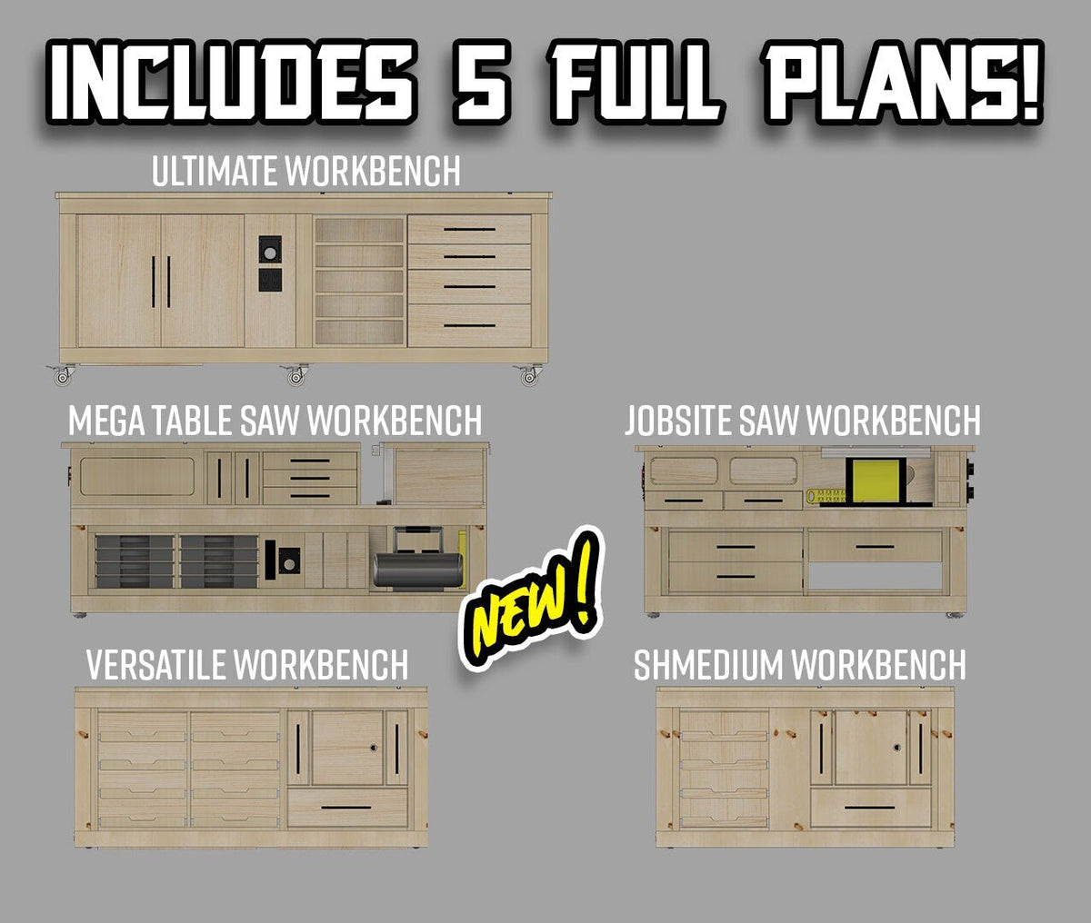 Workbench Plans (5 Pack!) - Digital Download